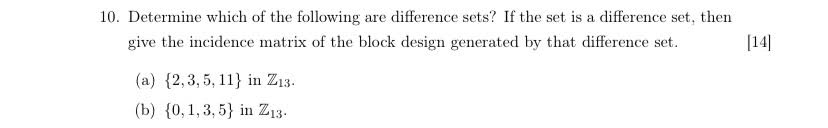 Solved 10. Determine which of the following are difference | Chegg.com