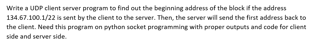 Solved Write a UDP client server program to find out the | Chegg.com