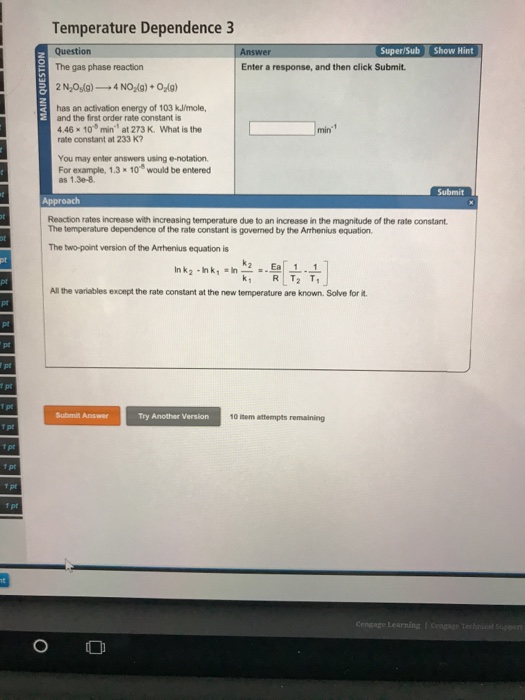 Solved Temperature Dependence 3 Question The gas phase | Chegg.com