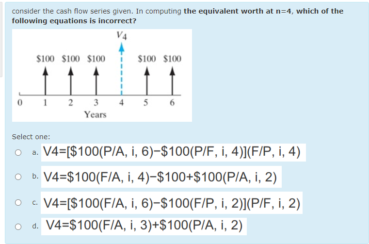 Solved consider the cash flow series given. In computing the | Chegg.com