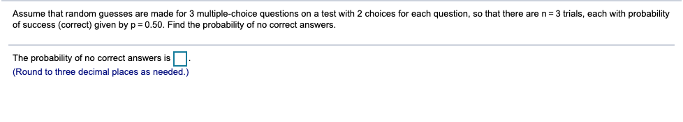 Solved Assume that random guesses are made for 3 | Chegg.com