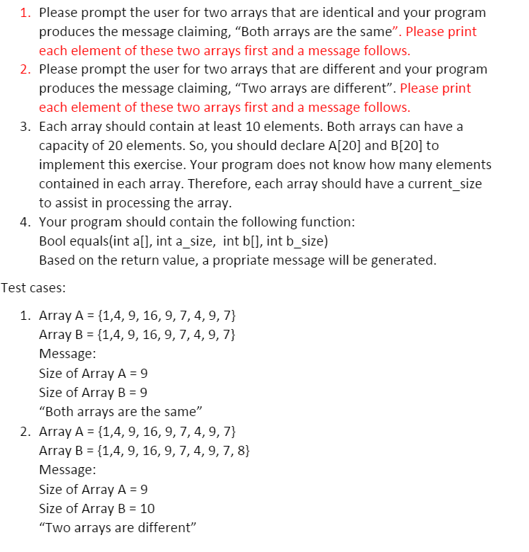 Solved P6.9 Write a function bool equals(int a[], int | Chegg.com