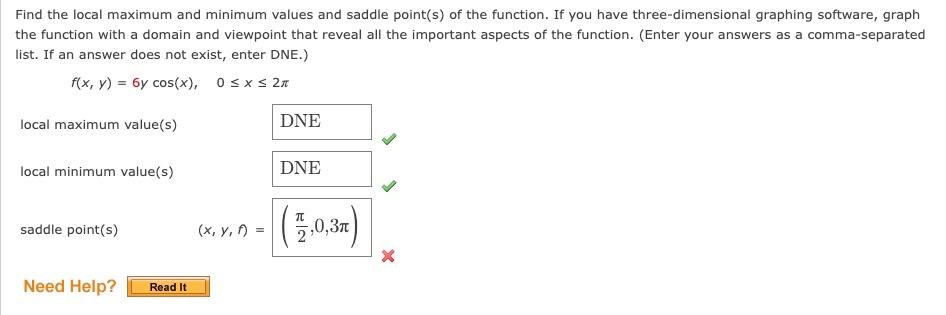 Solved Find The Local Maximum And Minimum Values And Saddle