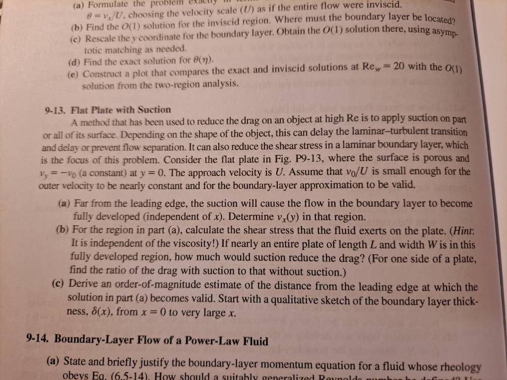 (b) Find the O(1) solution for the inviscid region. | Chegg.com