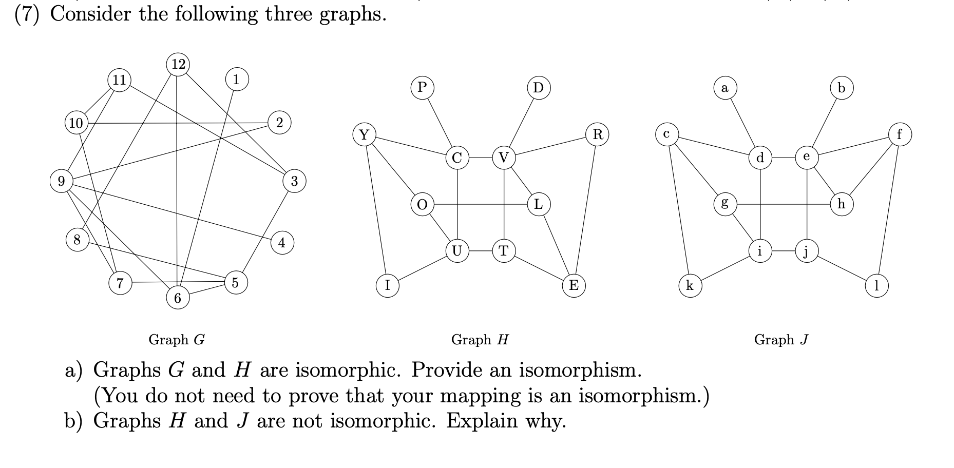 Solved (7) Consider the following three graphs. Graph G | Chegg.com