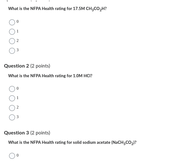 Solved What is the NFPA Health rating for | Chegg.com