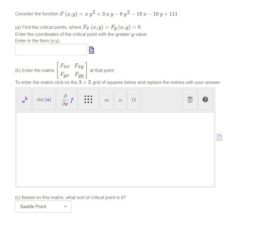 Solved Consider the function F(x, y) = x y2 +3 x y -6y2 – 18 | Chegg.com