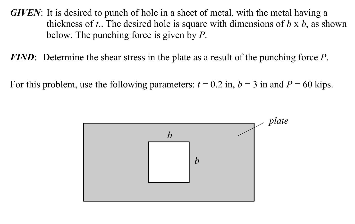 Solved GIVEN: It is desired to punch of hole in a sheet of | Chegg.com