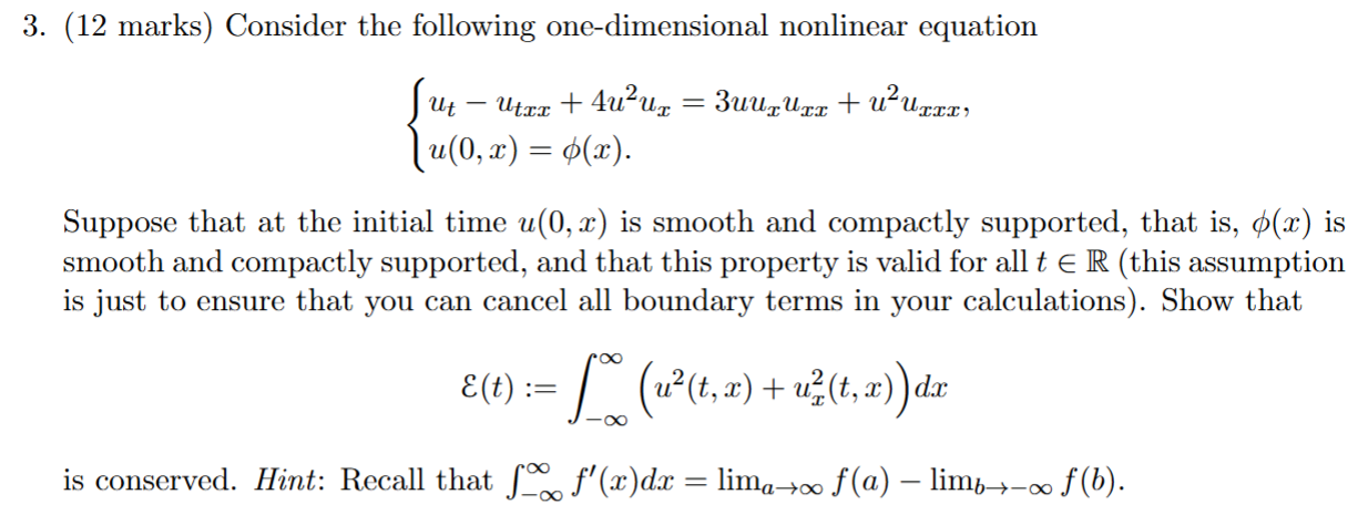 Solved (12 ﻿marks) ﻿Consider the following one-dimensional | Chegg.com