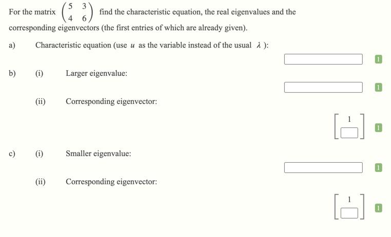 Solved a) How many distinct real eigenvalues do the | Chegg.com