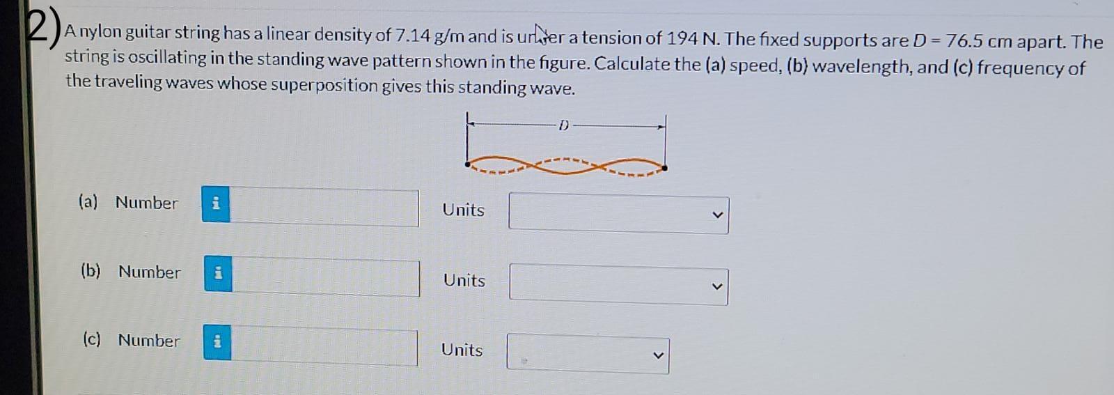 Solved 1) Astring that is stretched between fixed supports | Chegg.com