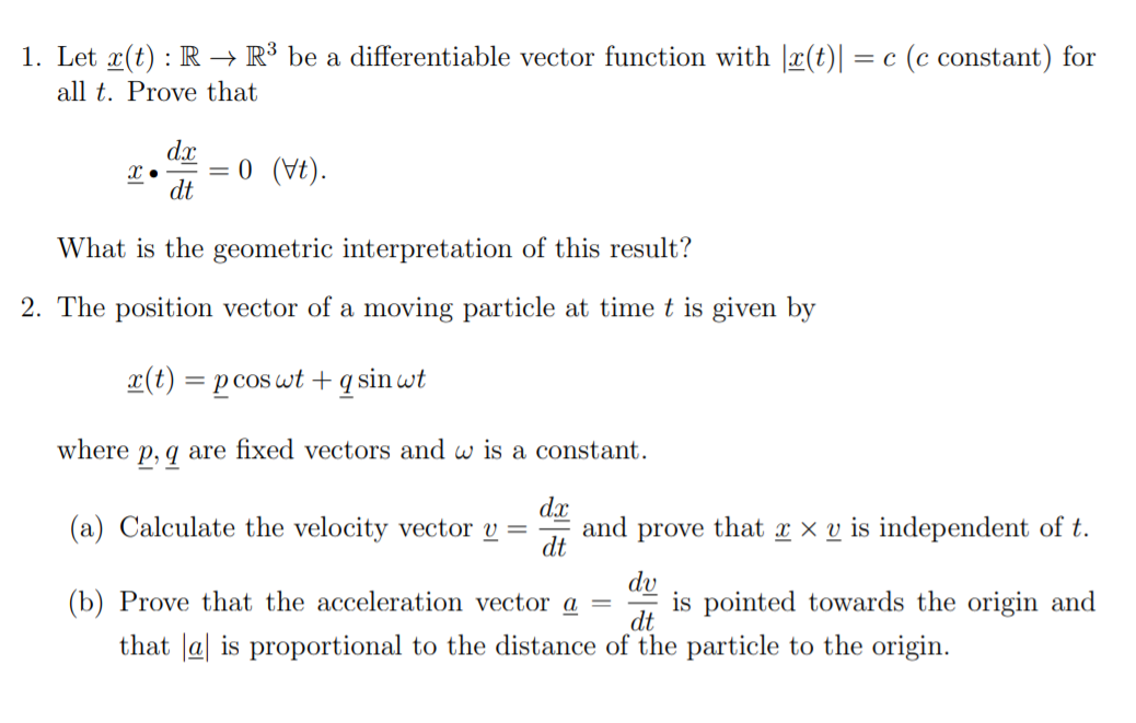 Solved 1 Let X T R R3 Be A Differentiable Vector