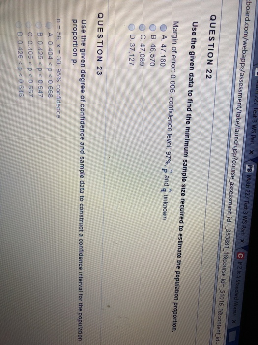 Solved 2/Test 3 ws Part ×(IPB Math 227 Test 3 ws Part × | Chegg.com