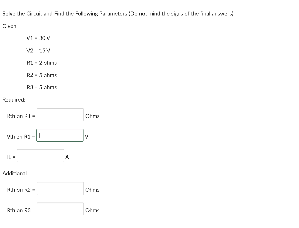 Solved R1 R2 w 12 V1 R3 (Iv2 Thank you. Question 1 Solve the | Chegg.com