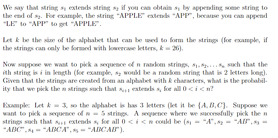 Solved We say that string si extends string $2 if you can | Chegg.com