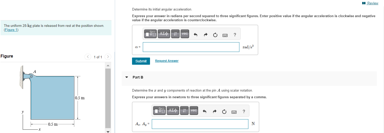 Solved Determine its initial angular acceleration. Express | Chegg.com
