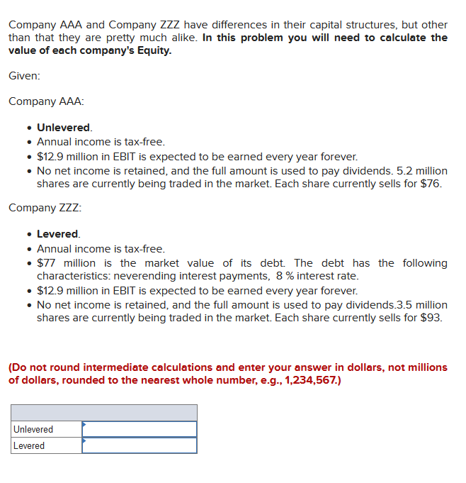 Solved Company AAA and Company ZZZ have differences in their | Chegg.com