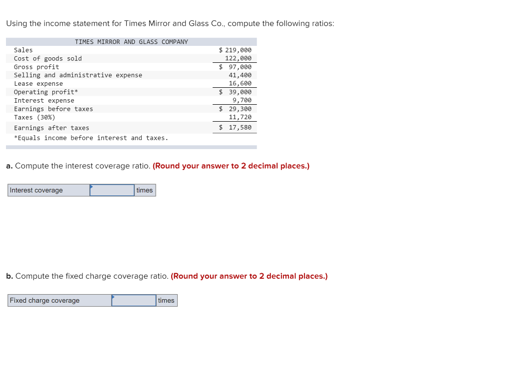 Solved Using the income statement for Times Mirror and Glass | Chegg.com