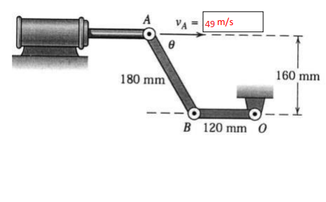 Solved If the velocity of point A is observed to be 49 m/s | Chegg.com