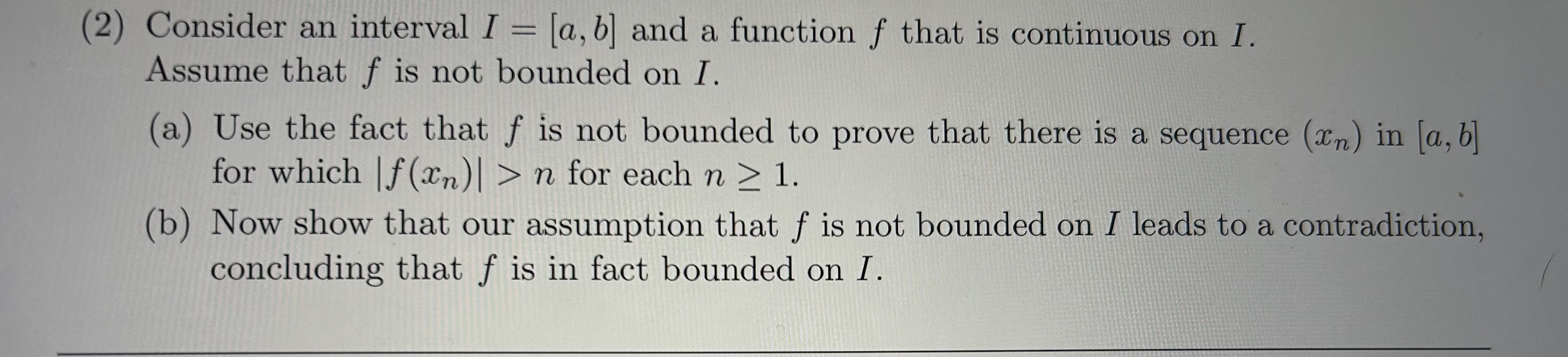 Solved (2) Consider an interval I=[a,b] and a function f | Chegg.com