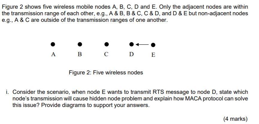 Solved Figure 2 shows five wireless mobile nodes A, B, C, D | Chegg.com