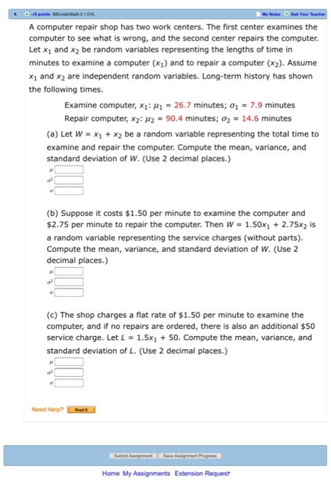 Solved A computer repair shop has two work centers. The | Chegg.com