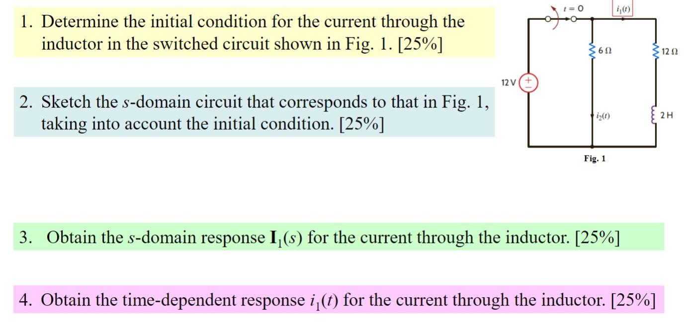 Solved (1) 1. Determine the initial condition for the | Chegg.com