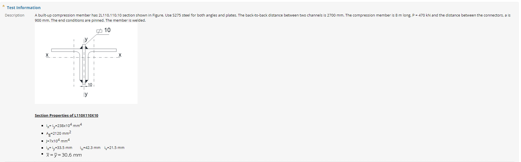 Solved Test Information Description A built-up compression | Chegg.com