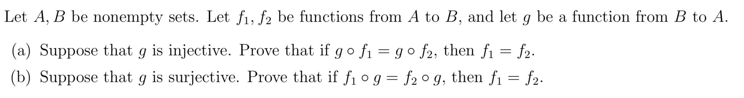Solved Let A, B be nonempty sets. Let fi, f2 be functions | Chegg.com