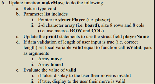 Will you update the function makeMove in C | Chegg.com