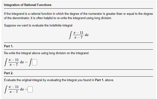 Solved Integration of Rational Functions If the integrand is | Chegg.com