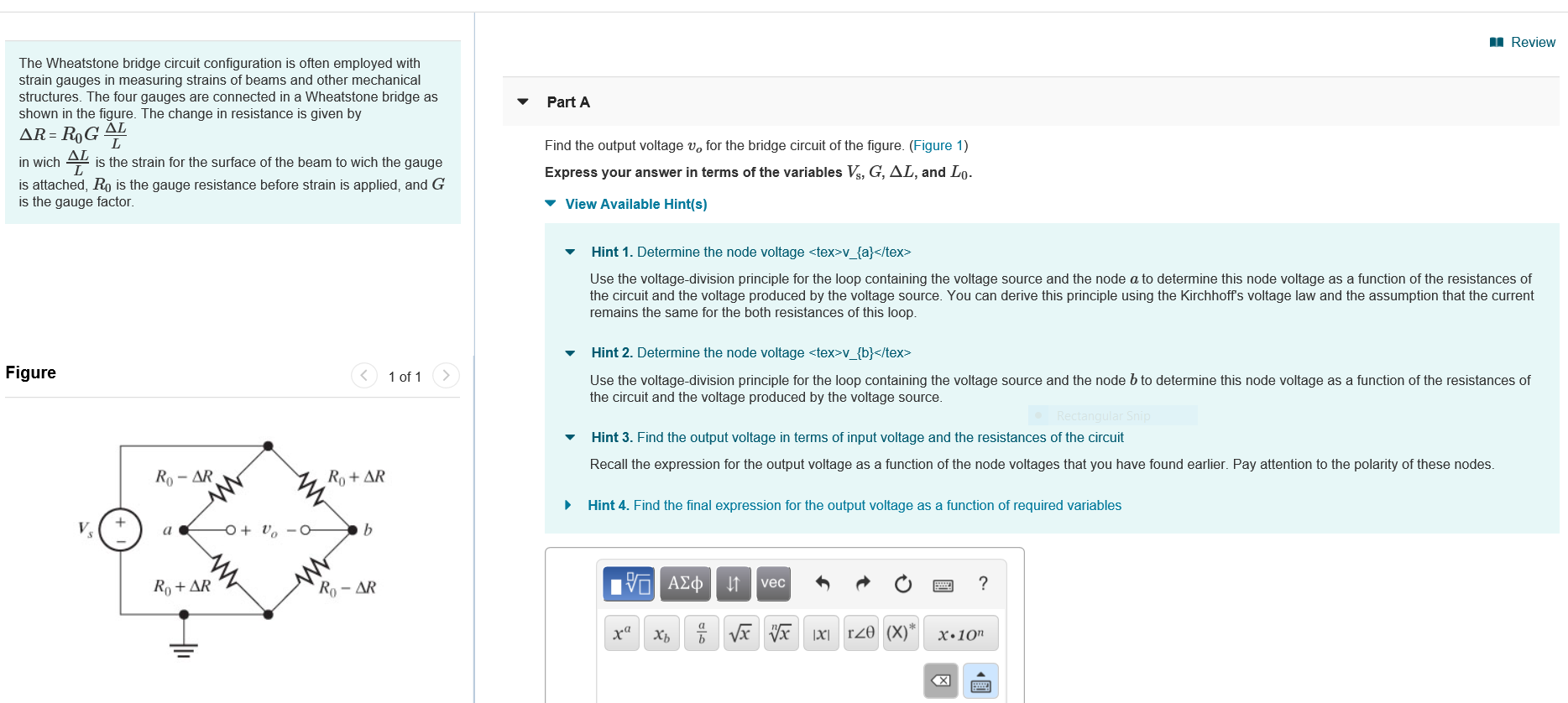 Solved Review Part A The Wheatstone bridge circuit | Chegg.com