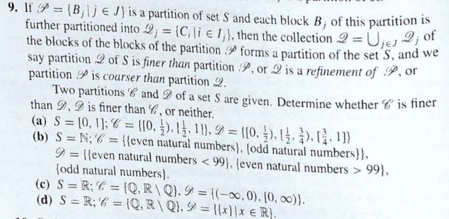 Solved 9. If M={Bj∣j∈J} is a partition of set S and each | Chegg.com