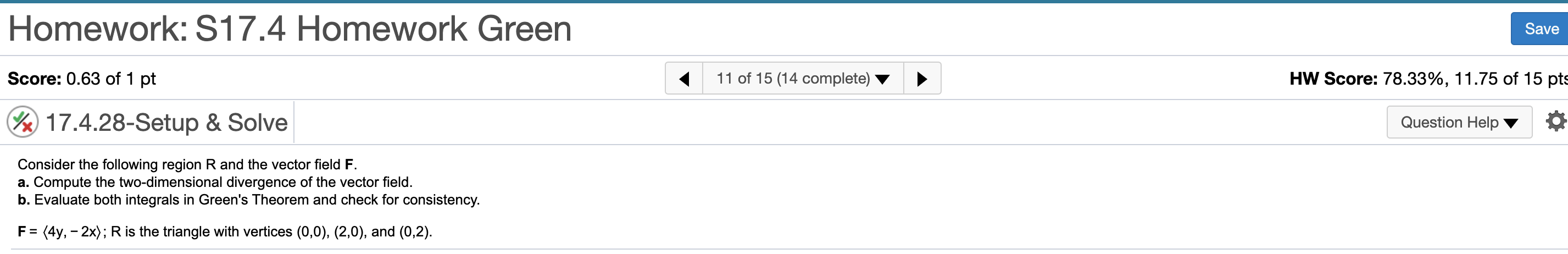 Solved Homework: S17.4 Homework Green Save Score: 0.63 of 1 | Chegg.com