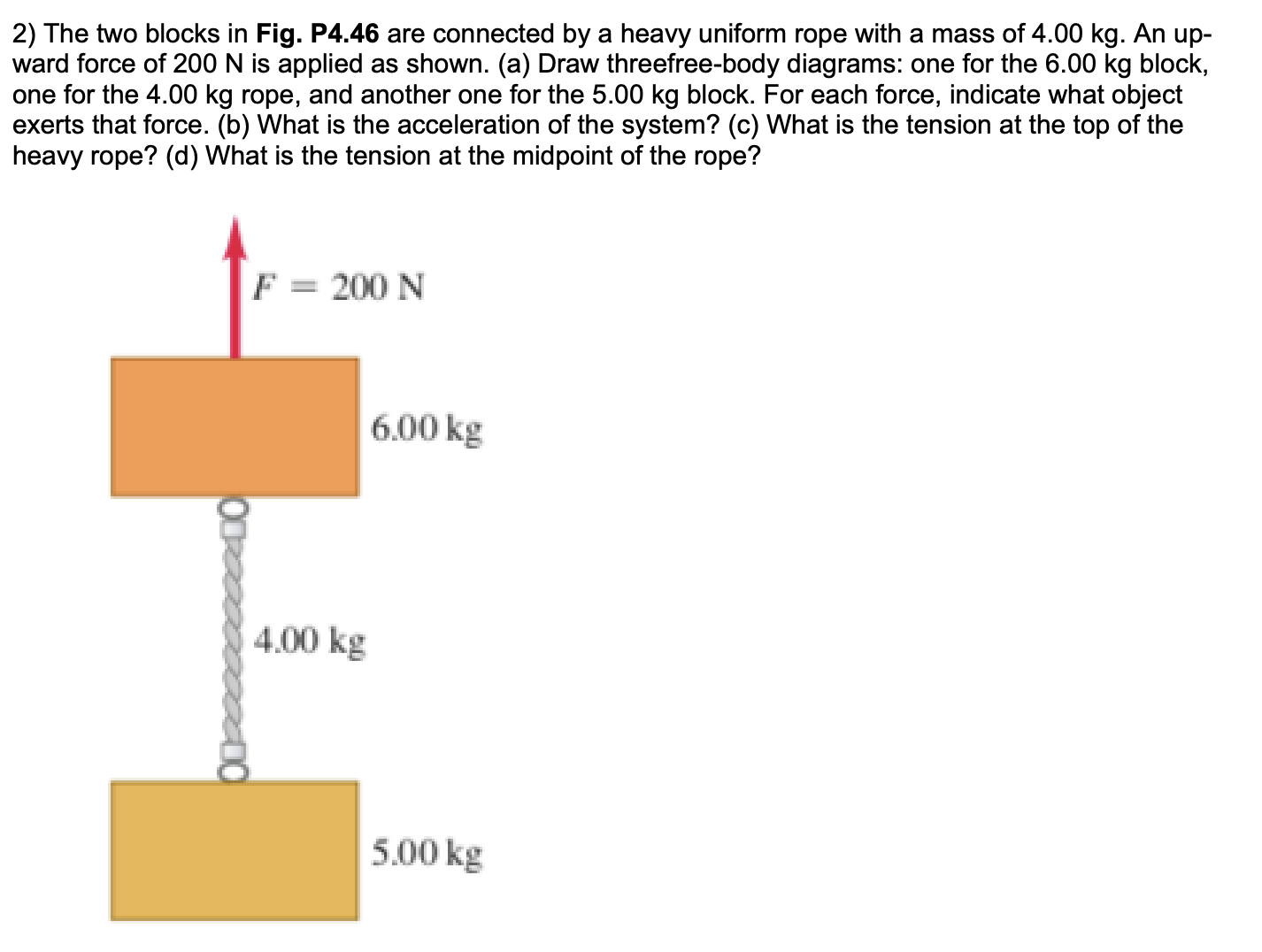 Solved 2) The two blocks in Fig. P4.46 are connected by a | Chegg.com