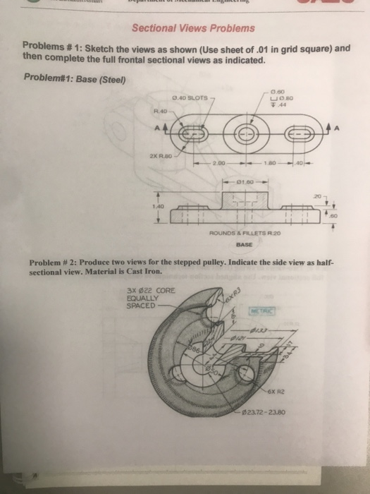 Solved Sectional Views Problems Problems # 1: Sketch the | Chegg.com