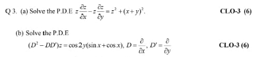 Solved Q3. (a) Solve the P.DE : 2 + (x + y) CL0-3 (6) (b) | Chegg.com