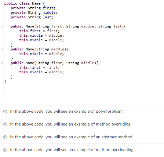 public class Name { private String first; private | Chegg.com