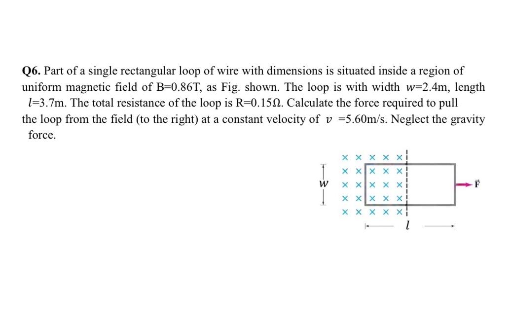 Solved Q6. Part of a single rectangular loop of wire with | Chegg.com