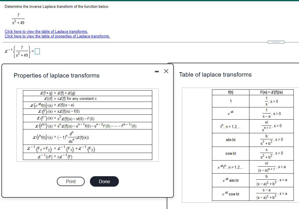 Solved Determine the inverse Laplace transform of the | Chegg.com