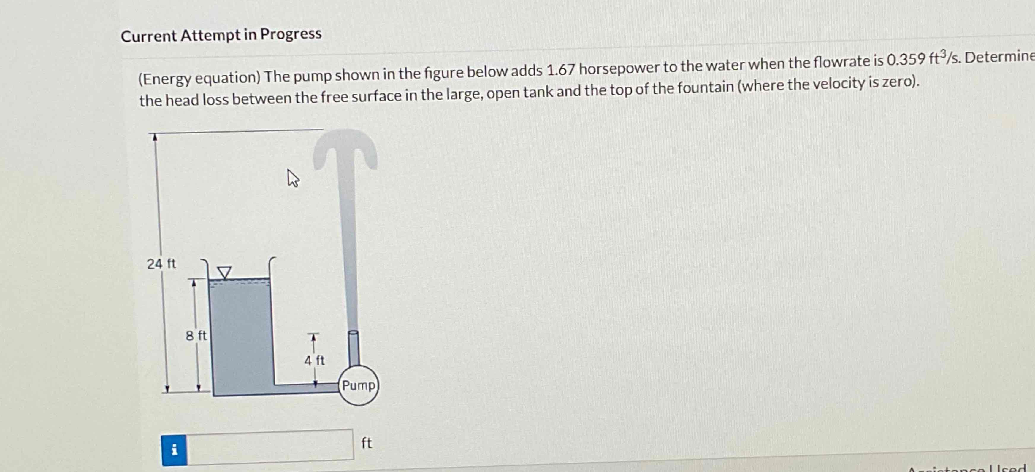 Current Attempt in Progress(Energy equation) ﻿The | Chegg.com