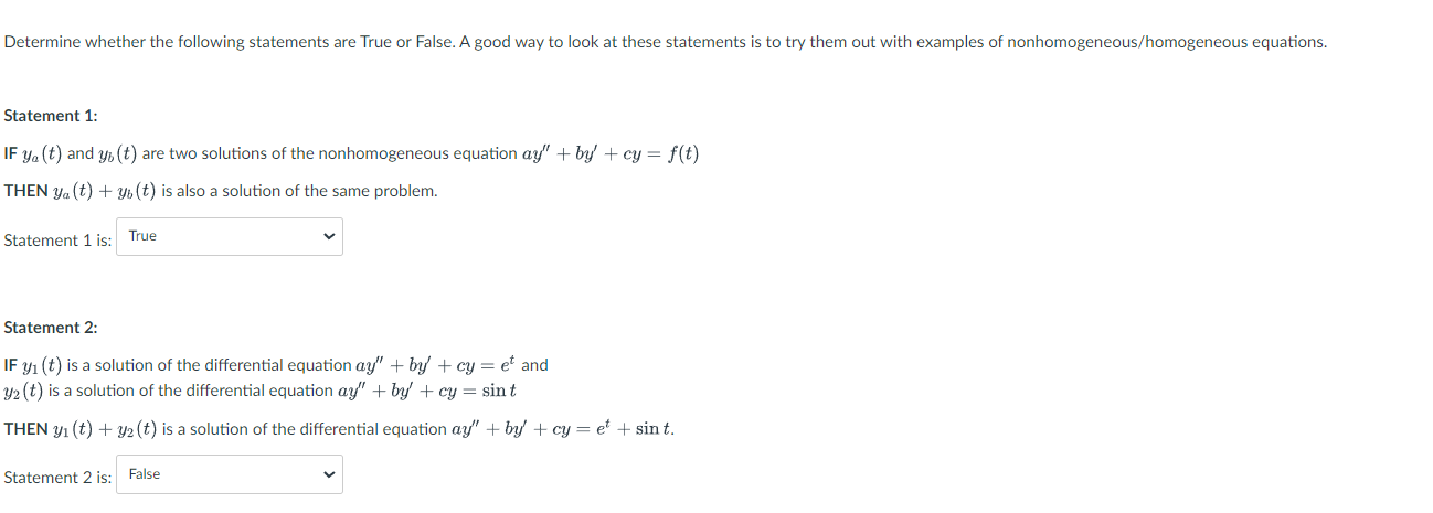 Solved Determine whether the following statements are True | Chegg.com