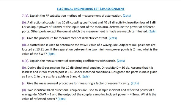 Solved ELECTRICAL ENGINEERING EET 339 ASSIGNMENT 7.(a). | Chegg.com