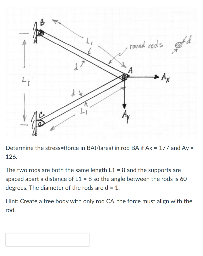 Solved round rods d? L Ay Determine the stress=(force in | Chegg.com