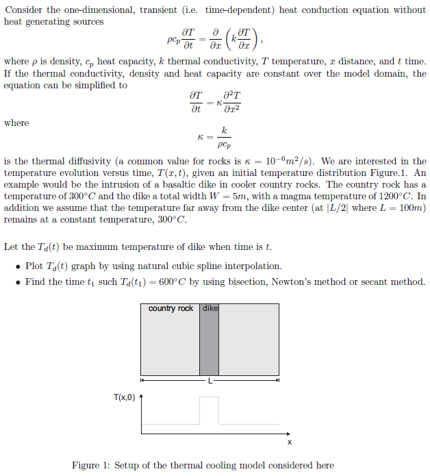 Consider the one-dimensional, transient (i.e. | Chegg.com