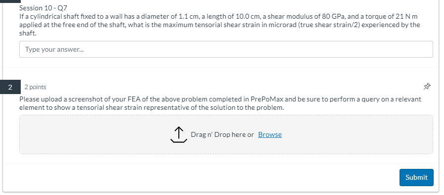 Solved Session 10 - ﻿Q7If a cylindrical shaft fixed to a | Chegg.com