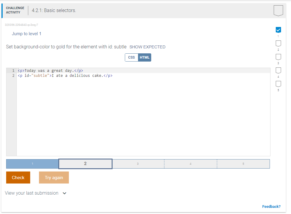 Solved CHALLENGE ACTIVITY 4.2.1: Basic selectors. 0 | Chegg.com