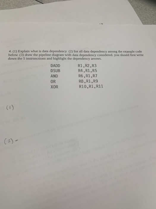 Solved 4. (1) Explain what is data dependency (2) list all | Chegg.com