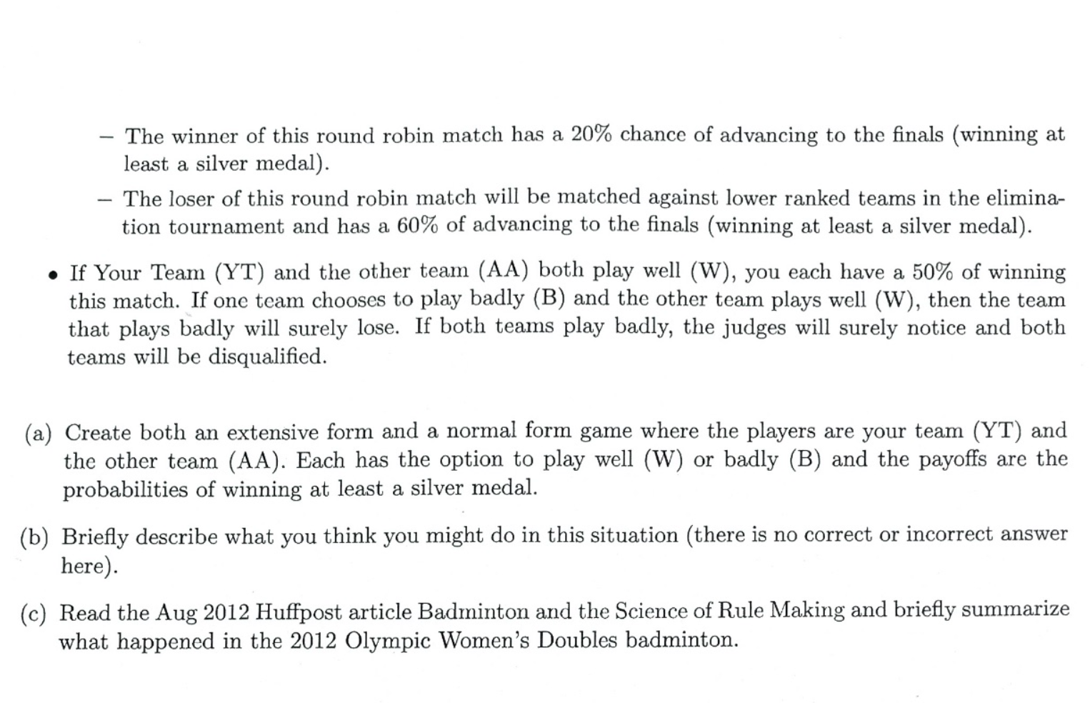 The winner of this round robin match has a 20% chance | Chegg.com