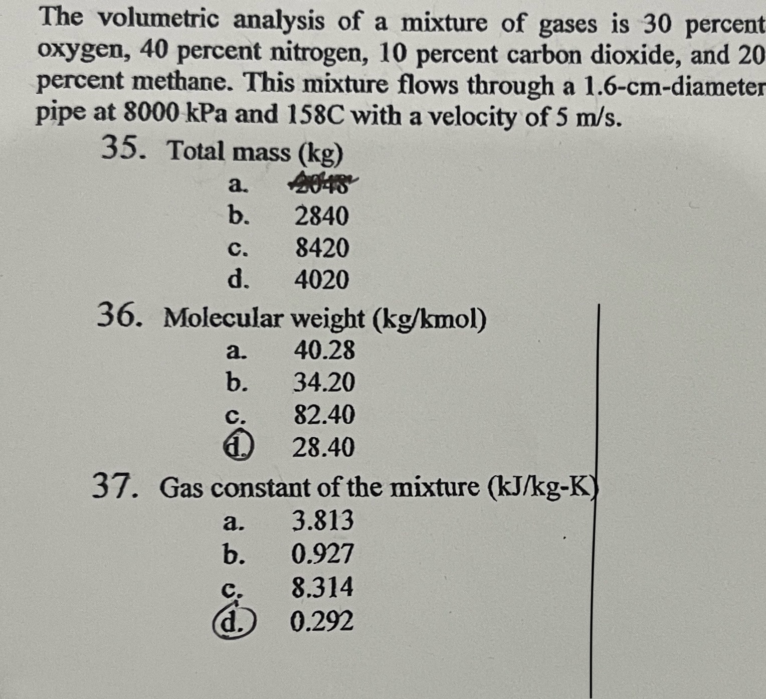 Solved The volumetric analysis of a mixture of gases is 30 | Chegg.com